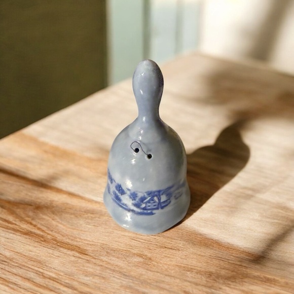 Accents | Vintage Blue White Small Porcelain Bell Hand Painted ...